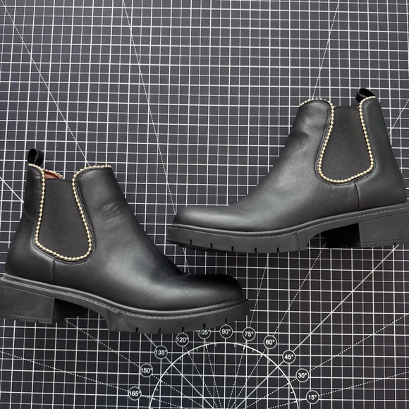 Coach | Shoes | Coach Black Chelsea Boots With Gold Studding | Poshmark